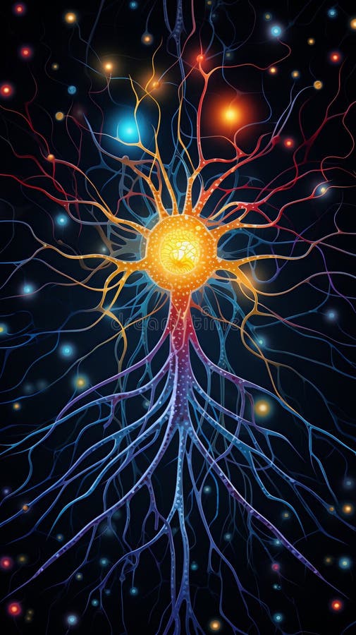 Neural Connections of the Brain. Vertical Abstract Background Stock ...