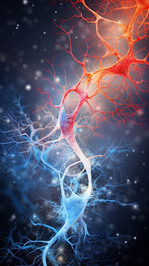 Neural Connections of the Brain. Vertical Abstract Background Stock ...