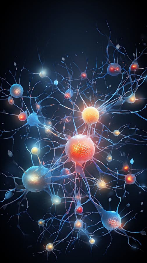 Neural Connections of the Brain. Vertical Abstract Background Stock ...