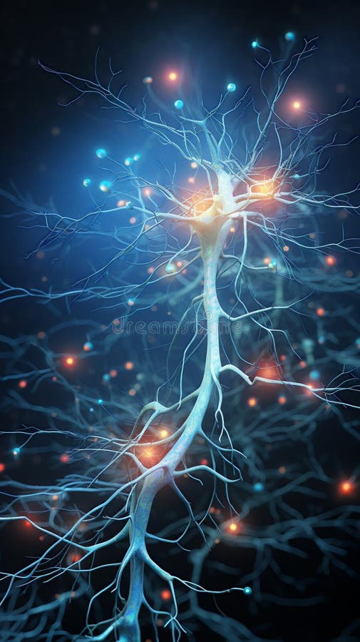 Neural Connections of the Brain. Vertical Abstract Background Stock ...