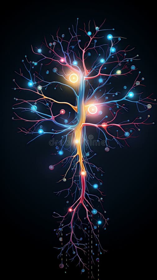 Neural Connections of the Brain. Vertical Abstract Background Stock ...
