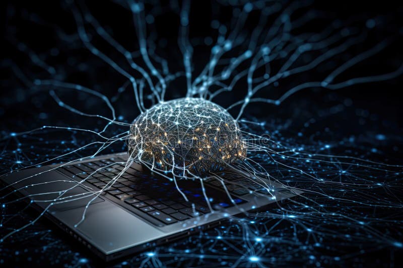 Neural Connections with the Computer. Stock Illustration - Illustration ...