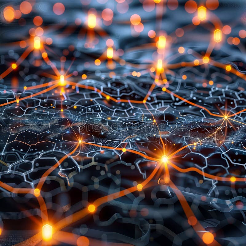 Neural Connections: Illuminated Data Flow, Generative Ai Stock Illustration - Illustration of ...