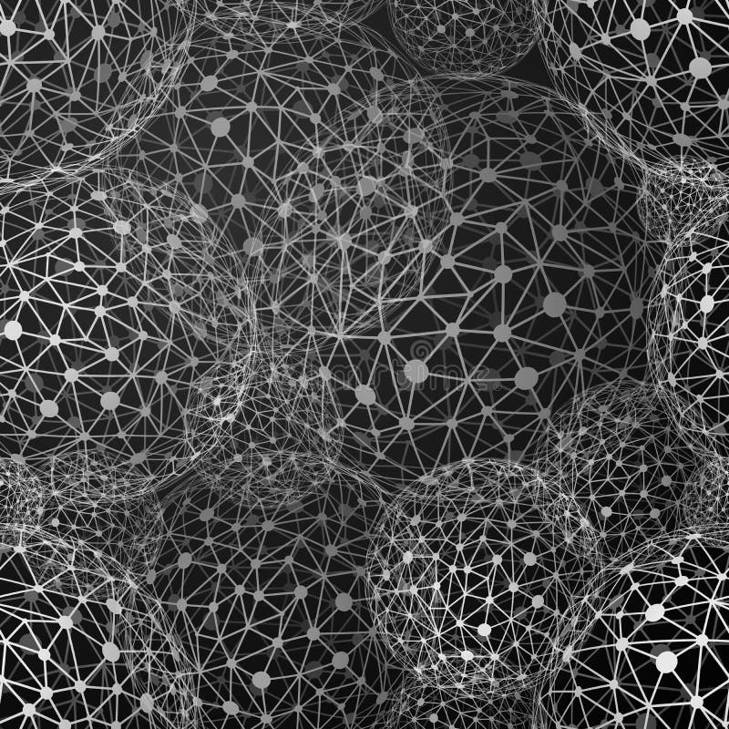 Neural Connections Metallic Spheres on Dark, Abstract Seamless Pattern ...