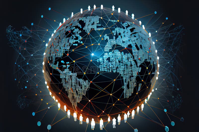 Neural Connections on the World Map. World Internet Stock Illustration ...