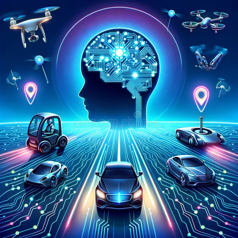 Neural Highways: the Convergence of AI and Transport Stock Illustration ...