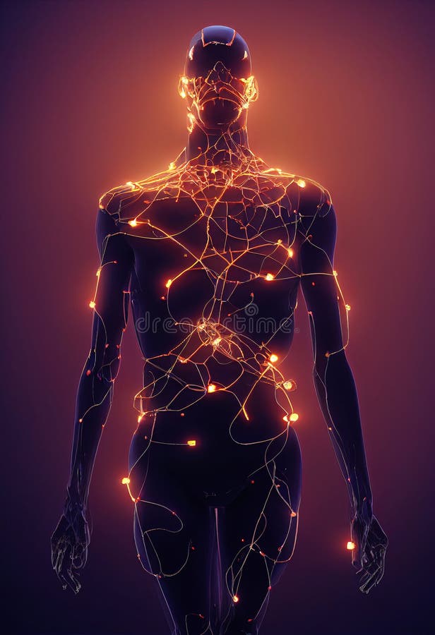 Human Neural Network. Neural Human Figure. Artificial Man from the ...