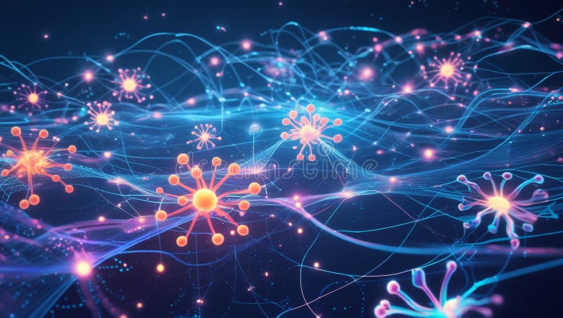 Futuristic Lines and Glowing Points Create Abstract Brain-like ...