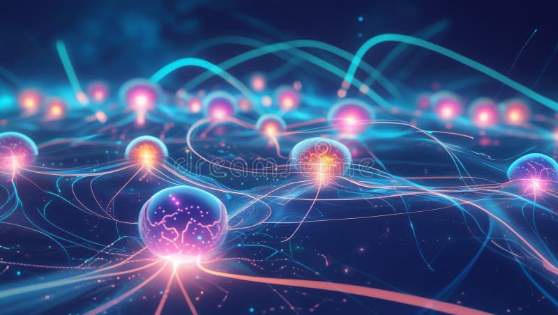 Futuristic Lines and Glowing Points Create Abstract Brain-like ...