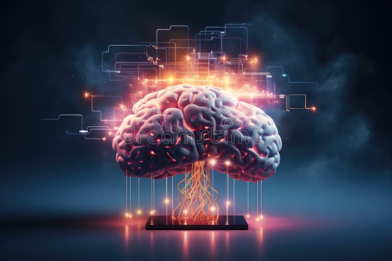 Neural Link and Cloud Data. Abstract Futuristic Technology Background ...