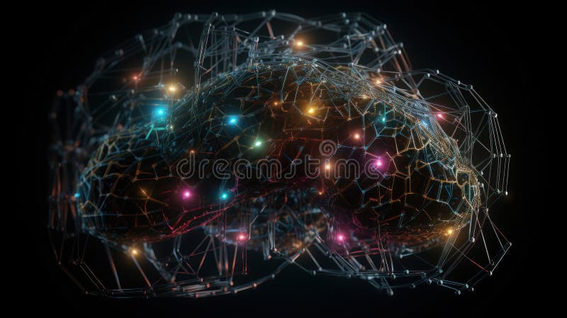 Neural Machine Learning in Action. Generative AI Stock Illustration ...