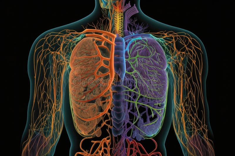 A Neural Map of the Human Body. Generative AI Stock Illustration ...