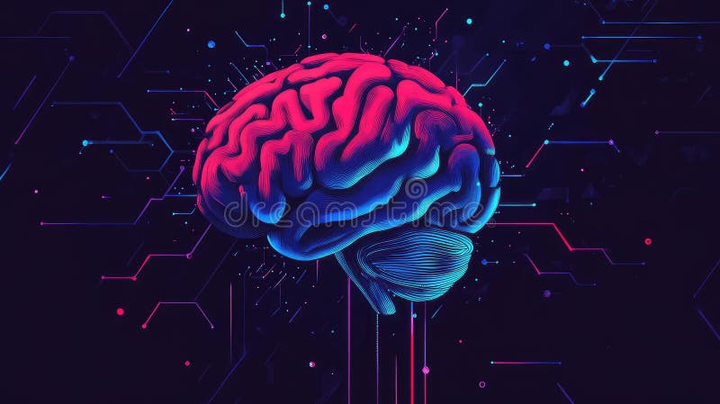 Neural Melting Ai Brain Scan Stock Illustration - Illustration of scan ...