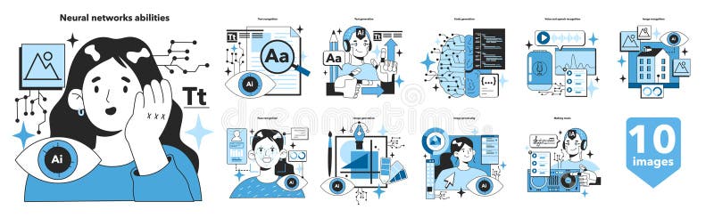 Neural Network Abilities Set. Self-learning Computing System Processing Stock Vector ...