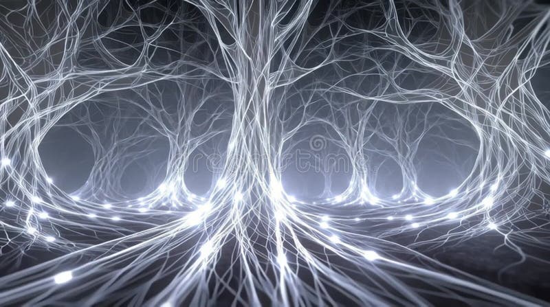 Neural Network Abstract Glowing Tree Digital Futuristic Light ...