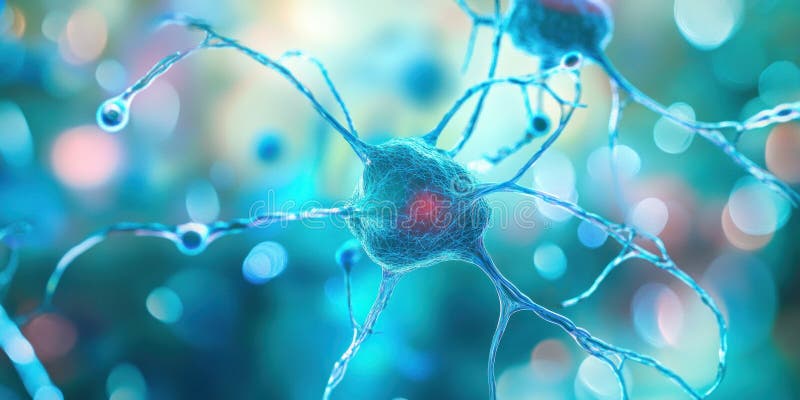 Neural Network In Action Close Up Macro View Of Synaptic Connections