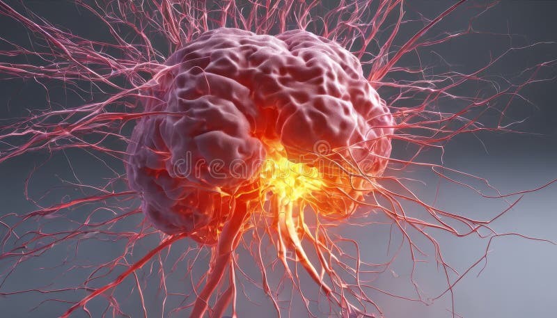 Neural Network in Action - a Vivid Depiction of a Neuron Firing Stock ...