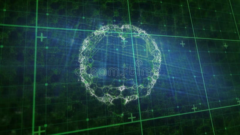 Neural Network Animation Showing Digital Brain Structure with Grid ...