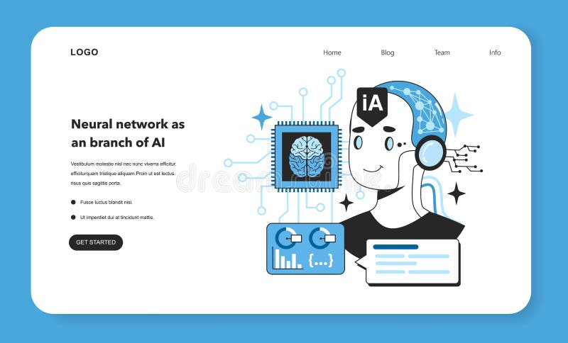 Neural Network As an Branch of AI Web Banner or Landing Page. Self ...