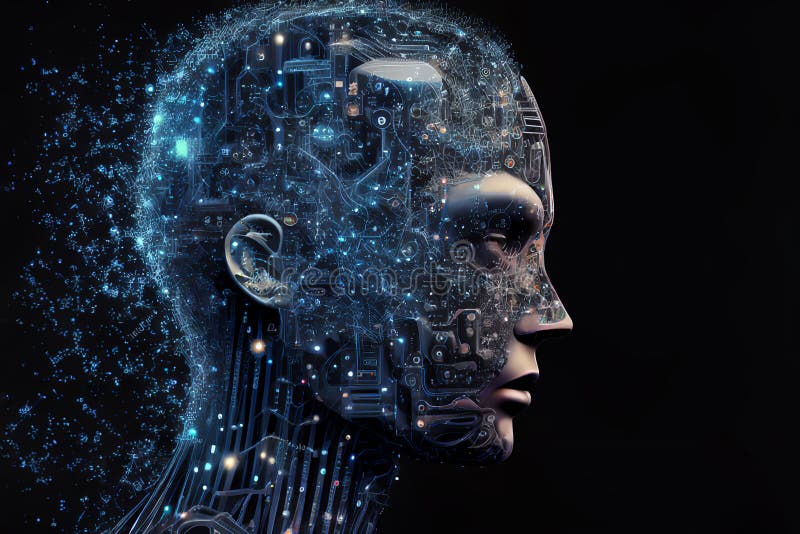 Neural Network of Big Data and Artificial Intelligence Circuit Board in ...