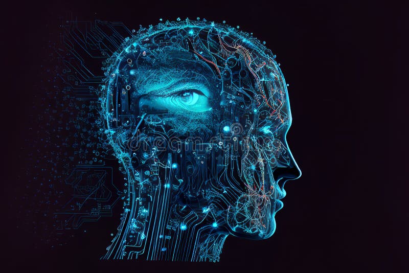 Neural Network of Big Data and Artificial Intelligence Circuit Board in ...