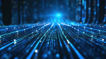 Neural Network Big Data Flow Visualization, Binary Code Matrix, AI Machine Learning Abstract ...