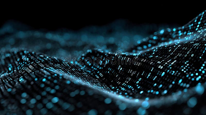 Neural Network Big Data Flow Visualization, Binary Code Matrix, AI Machine Learning Abstract ...