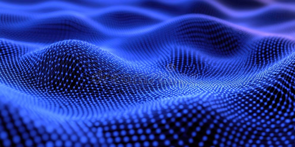 Neural Network in Blue: Abstract Lines and Nodes Interconnect in a Dark ...