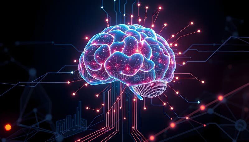 The Neural Network Brain: a Digital Mind Stock Illustration ...