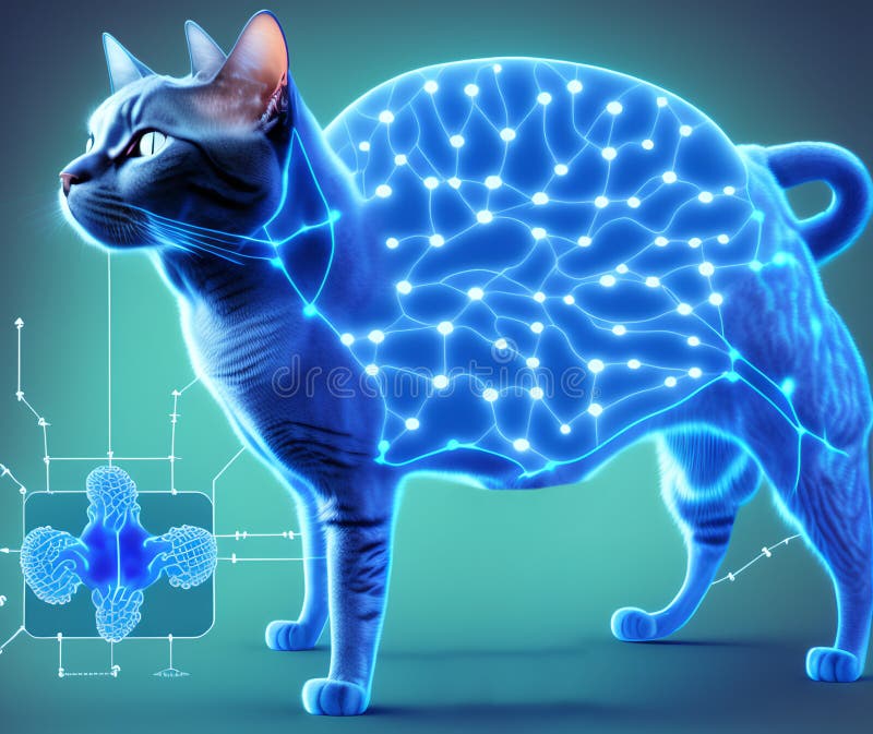 Neural Network of Cat Brain, Generative AI Illustration Stock ...