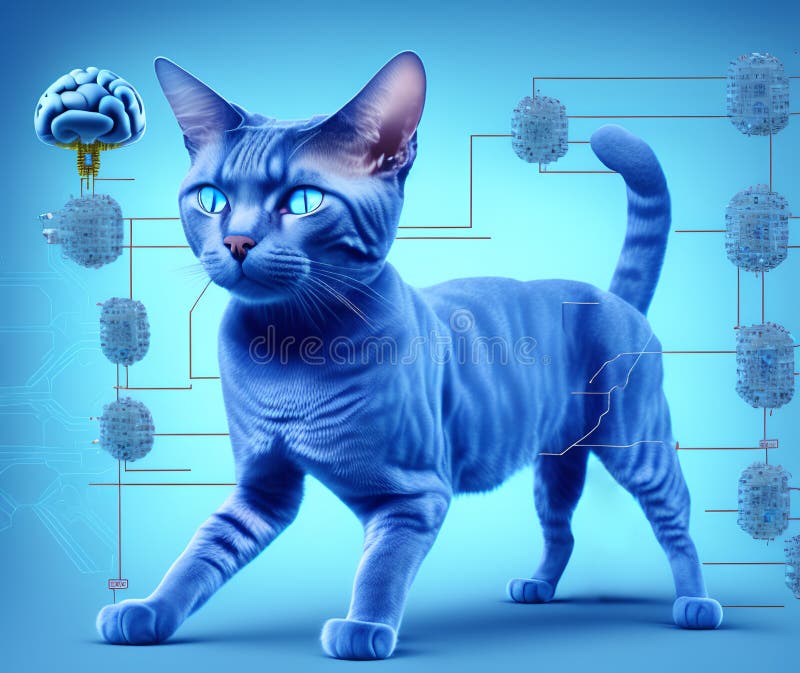 Neural Network of Cat Brain, Generative AI Illustration Stock ...