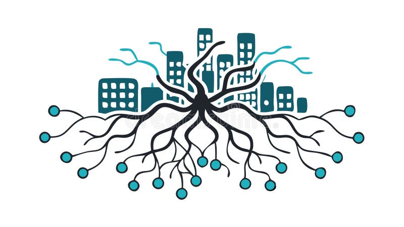 Neural Network City Grid Icon, Vector Design Generative AI Stock Vector ...