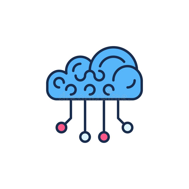 Neural Network Cloud Technology Vector Concept Colored Icon Stock ...