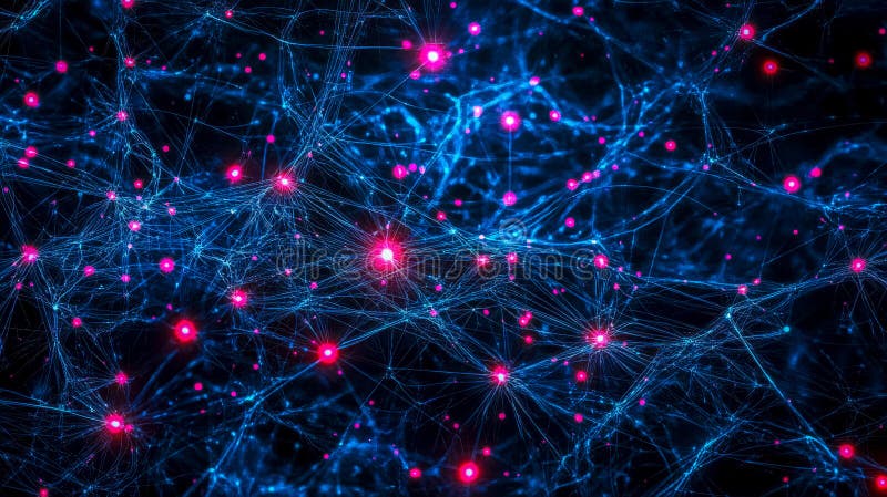 Neural Network Communicating with Bright Pink Synapses on Dark ...