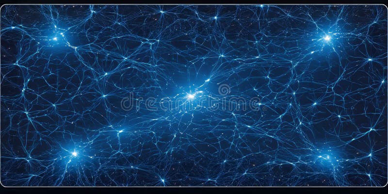 Neural Network, a Complex System of Connections, Blue Background with ...