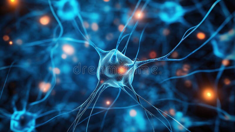 Neural Network Concept with Glowing Synapses and Abstract Brain ...