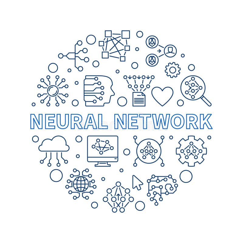 Neural Network Concept Outline Round Banner. Vector Artificial ...