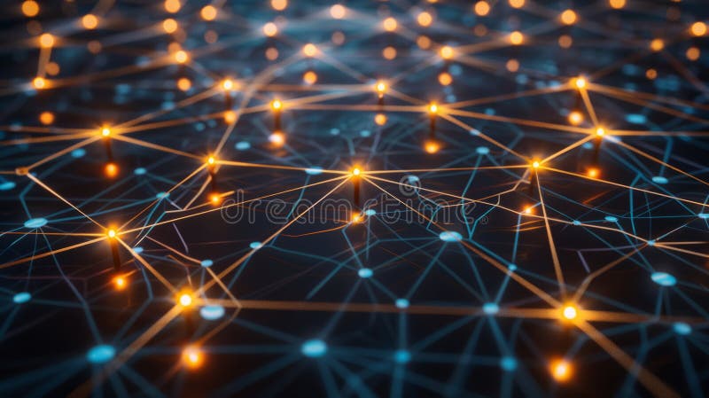 Neural Network Connection, Nodes and Lines, Data Technology Background Stock Illustration ...
