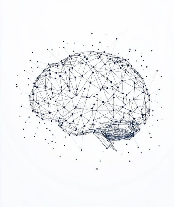 Neural Network Connections Forming Brain Structure with Dots and Lines Stock Photo - Image of ...