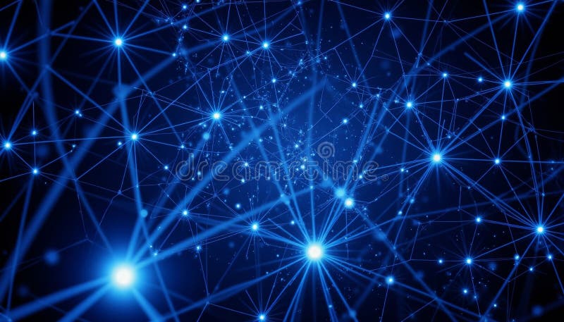 Neural Network Connections Glowing in Deep Blue, Artificial ...