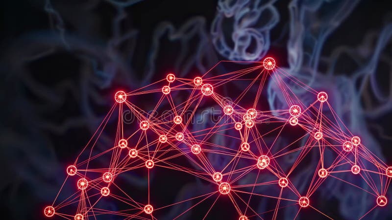 Neural Network Connections with Red Nodes Visualize Technology, Data ...