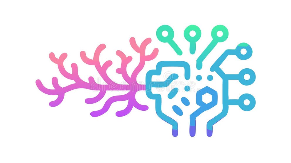 Neural Network Coral, Artificial Intelligence Bio-Computation, Vector Design Generative AI Stock ...