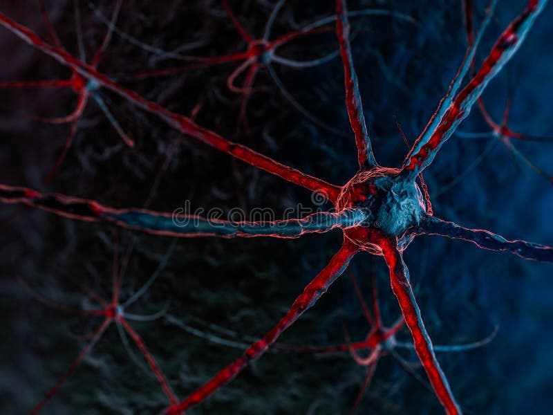Neural Network on a Dark Blue Background. Stock Illustration ...