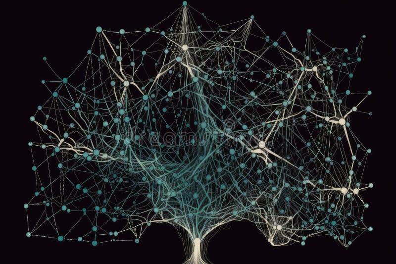 Neural Network, with Data Visualized As Series of Connections and Nodes Stock Illustration ...
