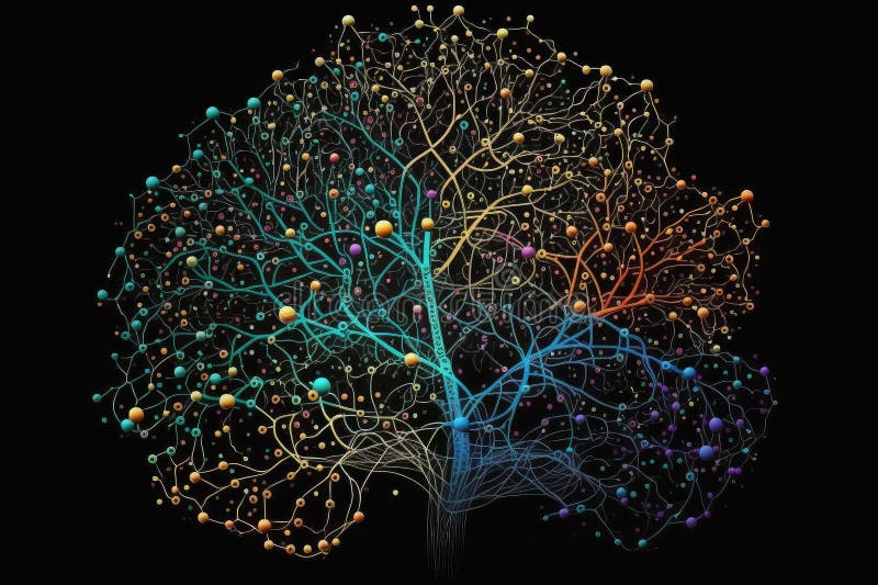 Neural Network, with Data Visualized As Series of Connections and Nodes ... Neural Network, with Data Visualized As Series of Connections and Nodes ...