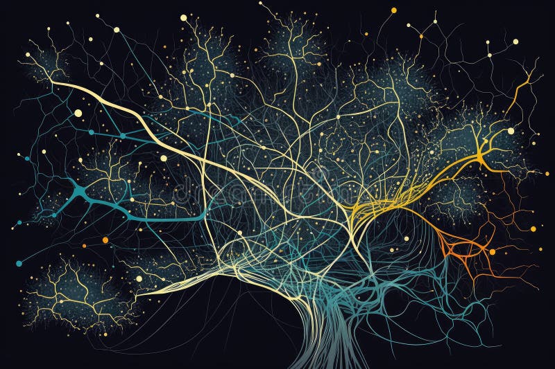 Neural Network, with Data Visualized As Series of Connections and Nodes Stock Illustration ...