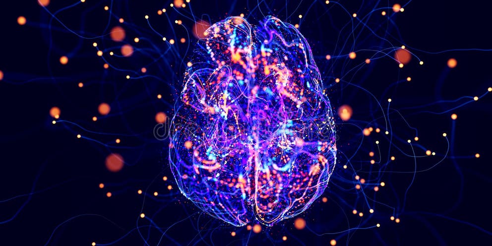 Neural Network Digital Brain. Artificial Intelligence Concept ...