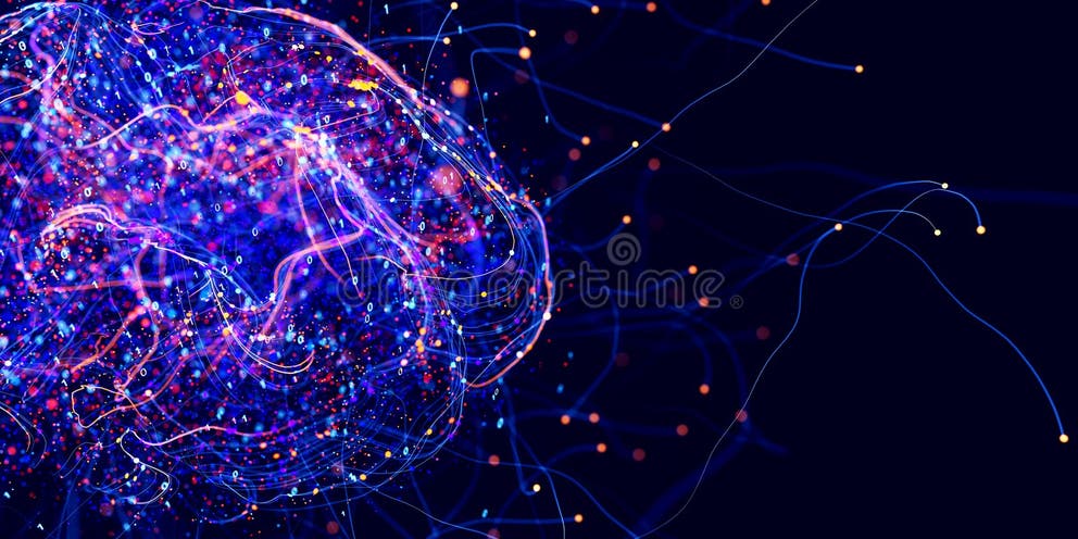 Neural Network Digital Brain. Artificial Intelligence Concept ...