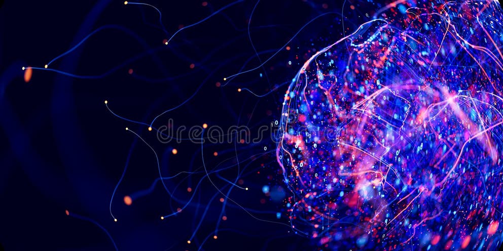 Neural Network Digital Brain. Artificial Intelligence Concept ...