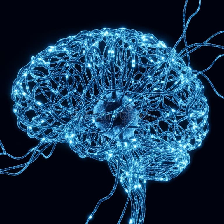 Gen AI Digital Brain Glowing Circuits or Neural Network, Deep Learning,concept of Artificial ...